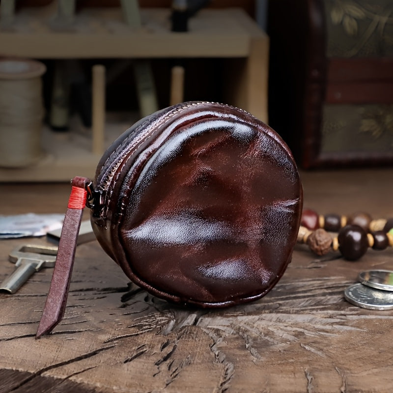 Hand-Brushed Vegetable Tanned Cowhide Mini Coin Purse - Vintage Retro ...